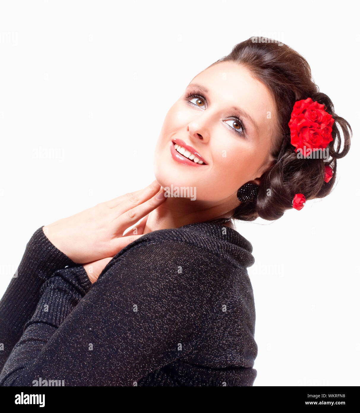 Portrait of Young Female Opera Singer - Isolated on White Stock Photo ...
