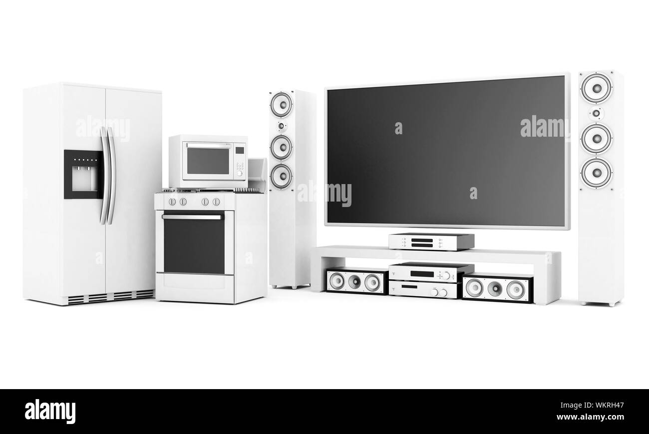 picture of household appliances on a white background Stock Photo - Alamy