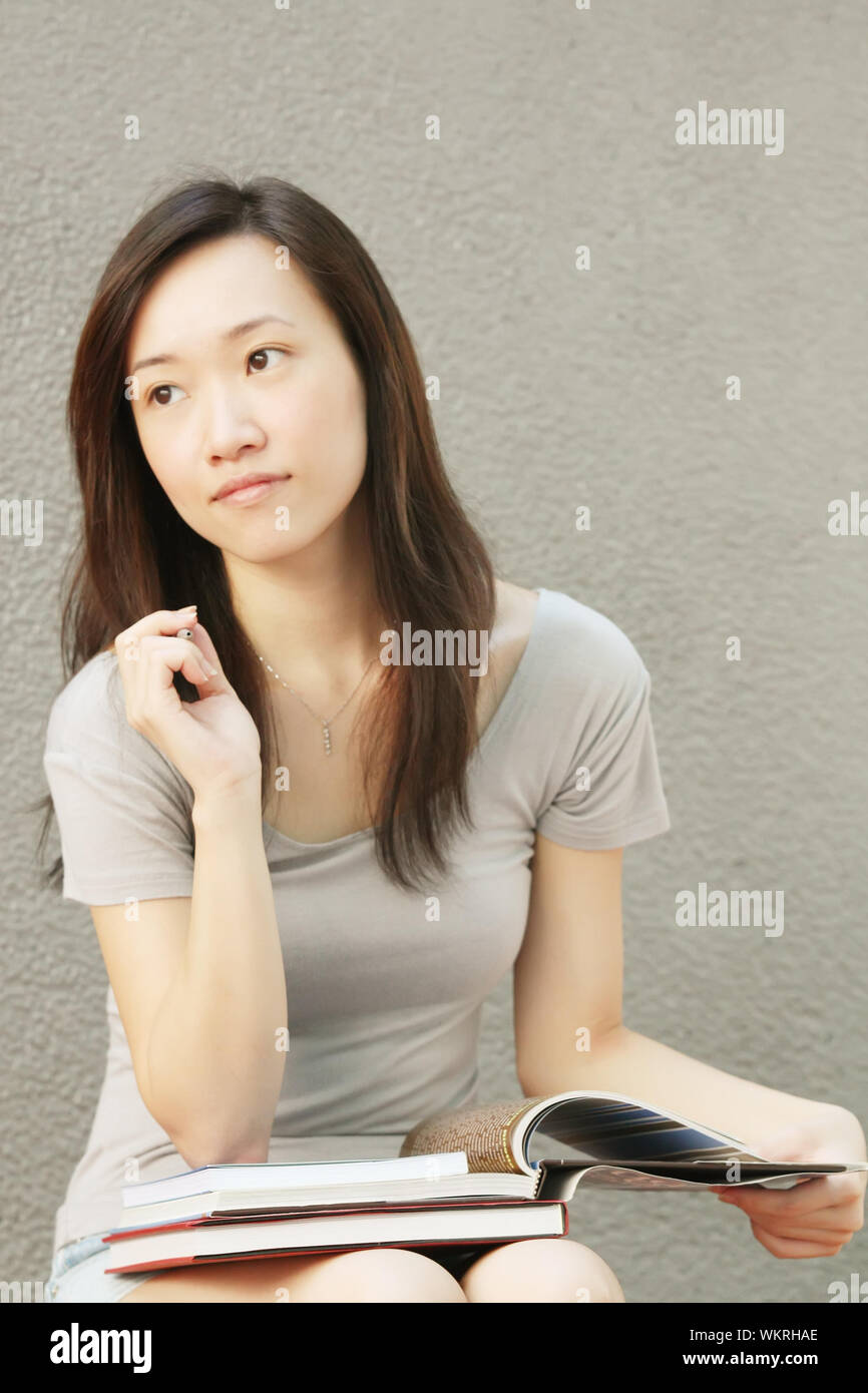 Worried Student Thinking of Her Exam Problems Stock Photo - Alamy