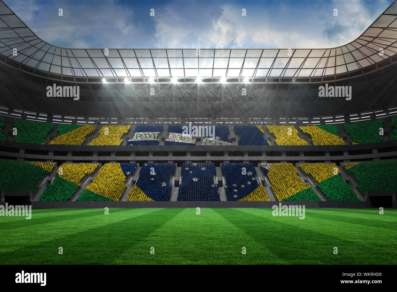Digitally generated large football stadium with brasilian fans Stock ...