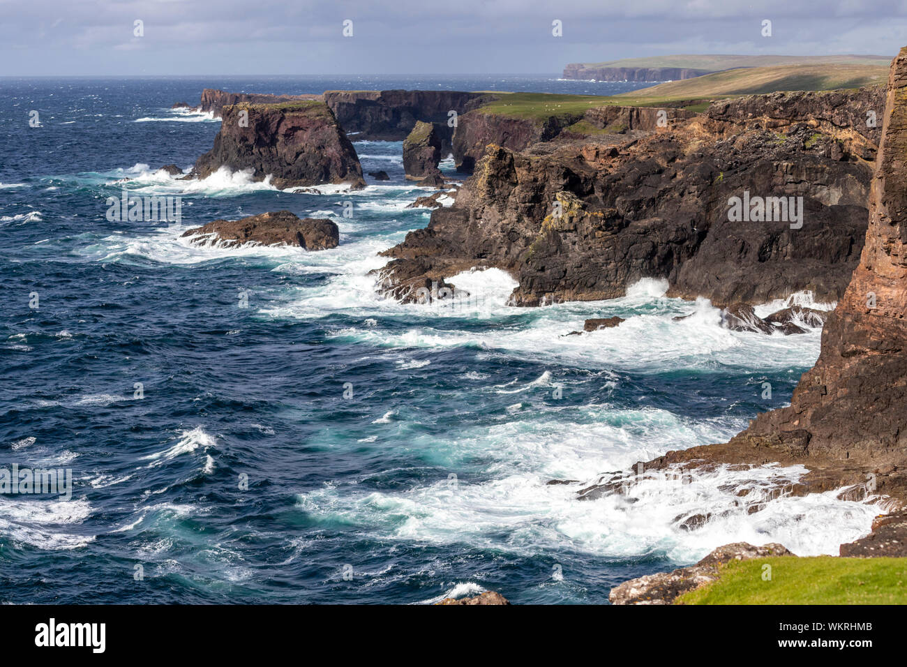 Eshaness Cliffs coastline in Mainland, Shetland, Scotland, UK Stock ...