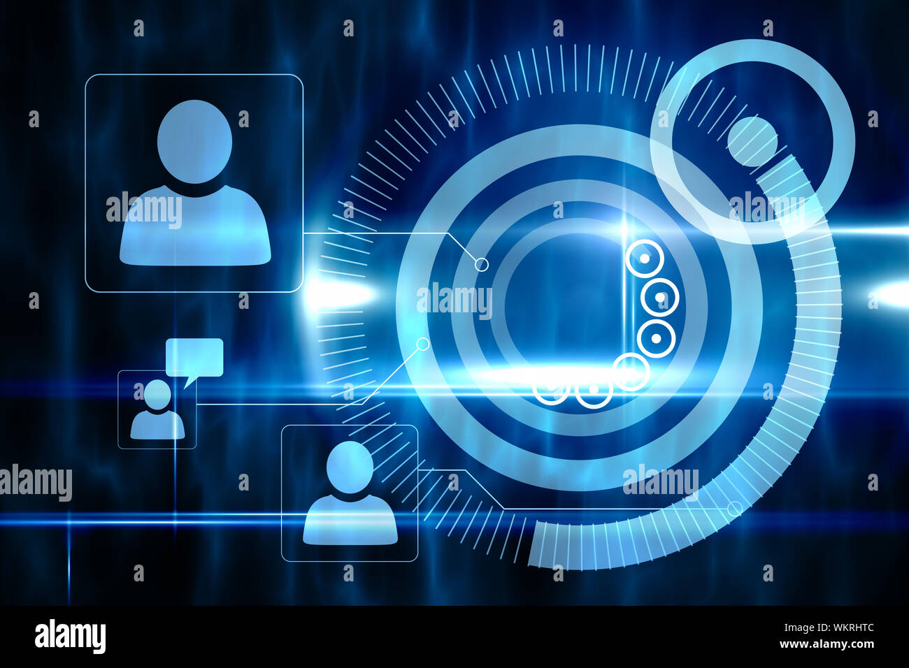 Digitally generated blue technology design with profiles Stock Photo ...