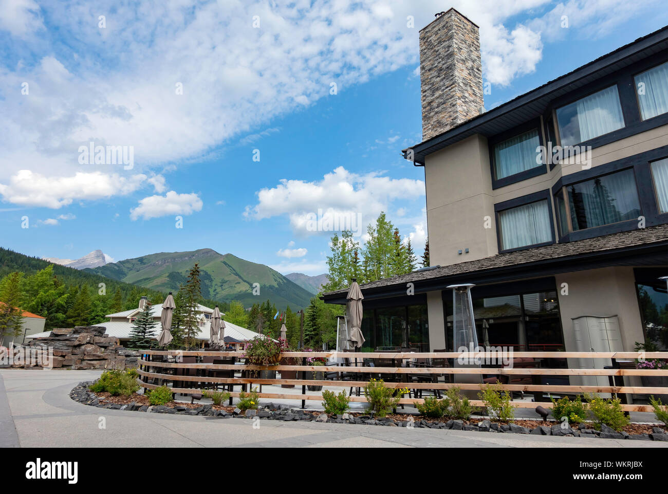 Exterior view of the Kananaskis Mountain Lodge at Banff, Canada Stock ...