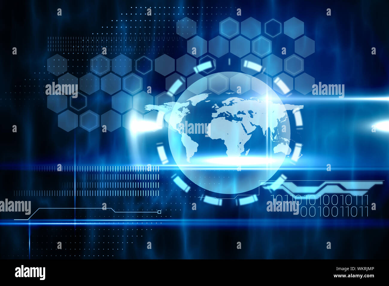 Digitally generated blue technology design with globe Stock Photo - Alamy