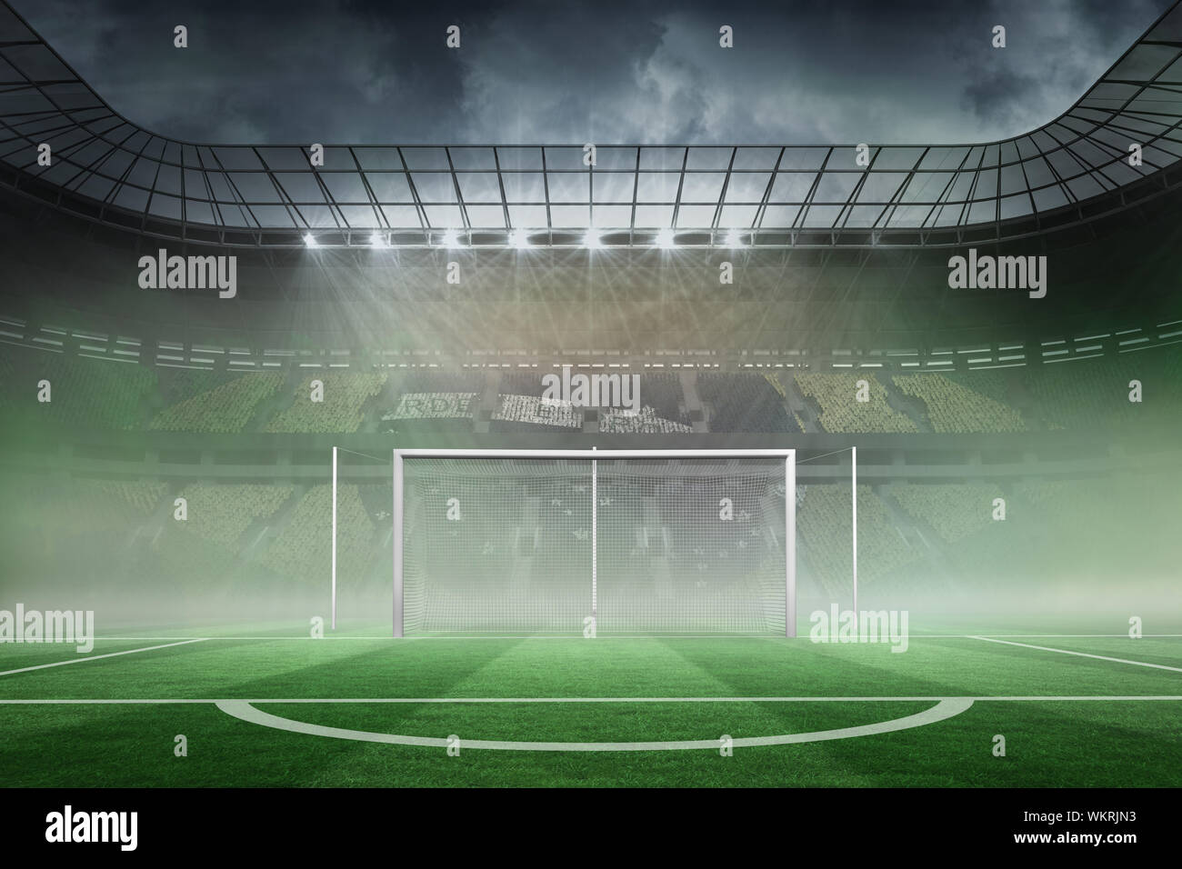 Digitally generated football pitch in large stadium Stock Photo - Alamy
