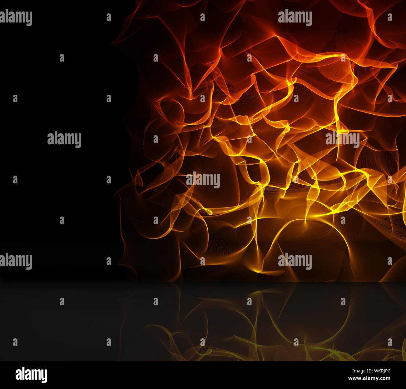 Orange fire design on black background Stock Photo - Alamy