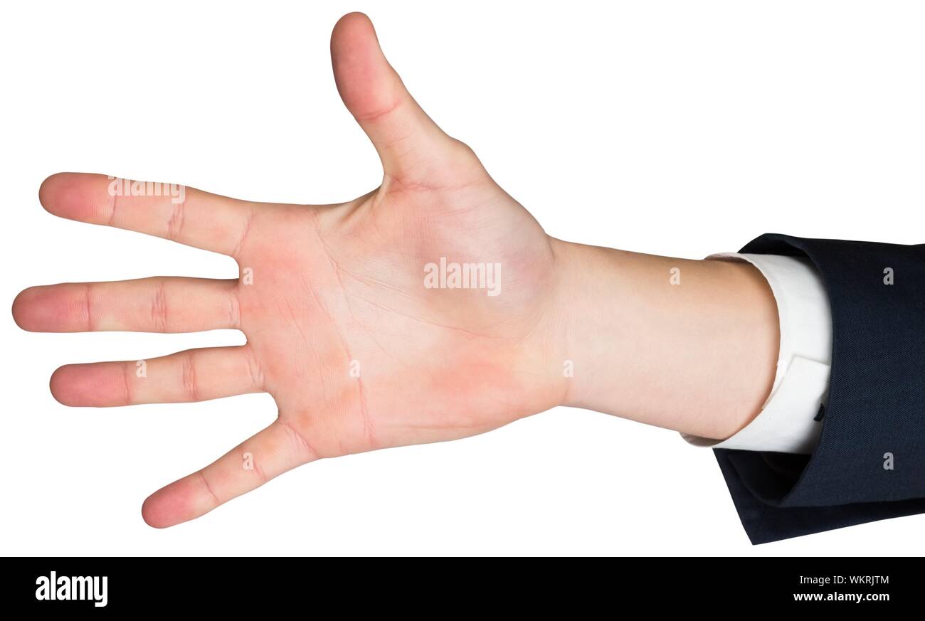 Hand with fingers spread out on white background Stock Photo - Alamy