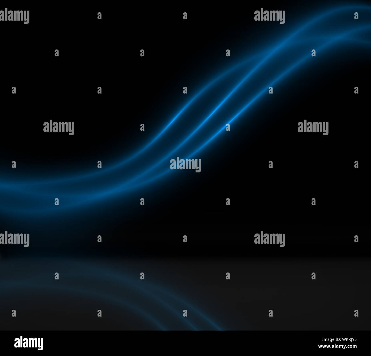 Blue glowing wave on black background Stock Photo - Alamy