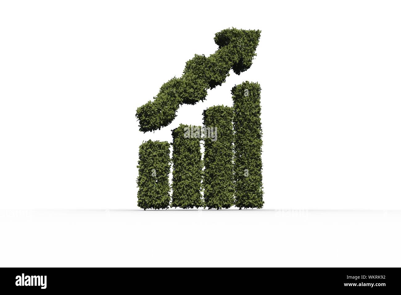 Bar chart made of leaves on white background Stock Photo - Alamy