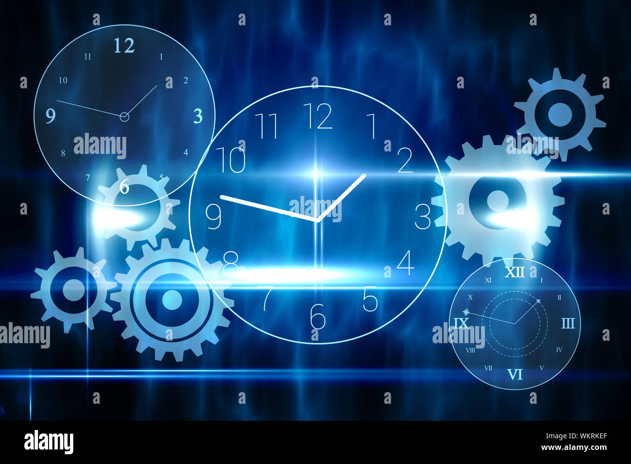 Digitally generated blue technology design with clock Stock Photo - Alamy