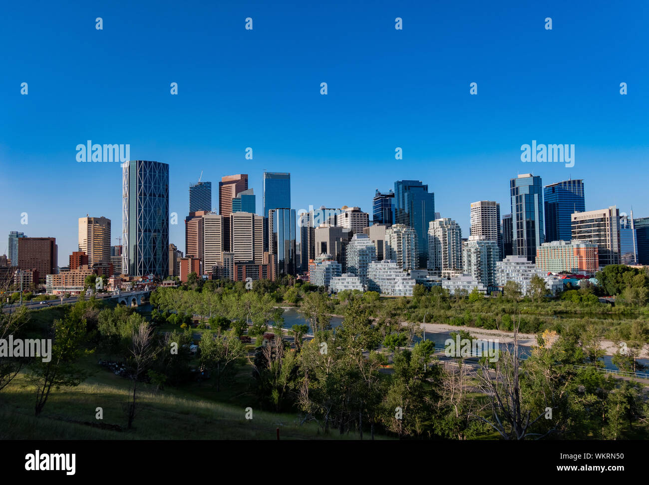 The beautiful skyline from Centre Street Bridge at Calgary, Canada ...