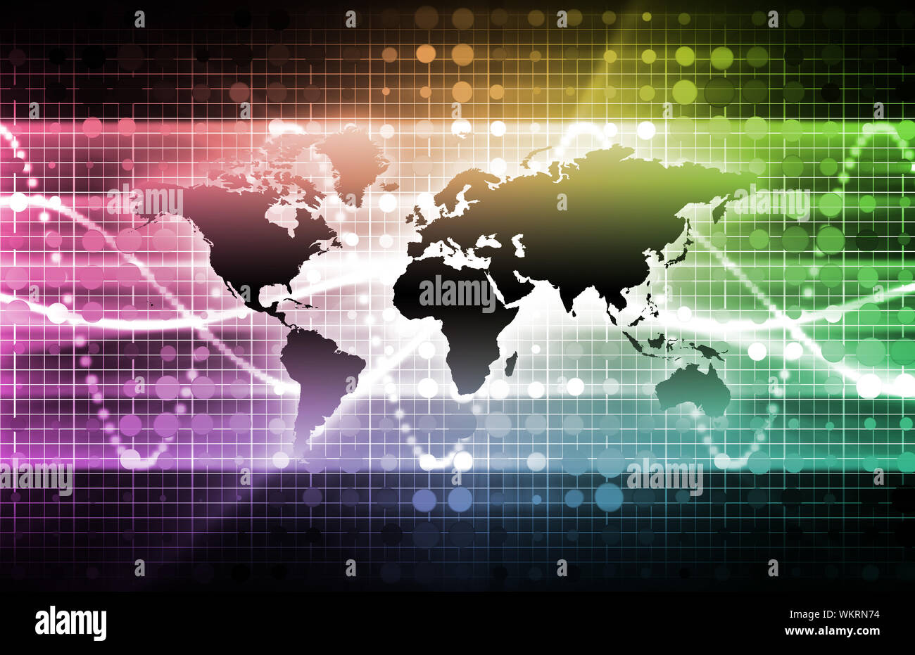 Telecommunications Industry with a Dark World Map Stock Photo - Alamy