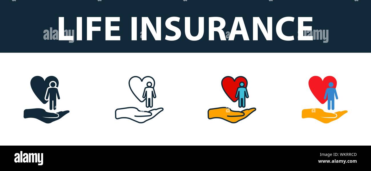 Life Insurance icon set. Four elements in diferent styles from ...