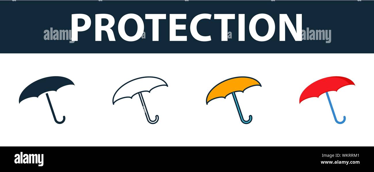 Protection icon set. Four elements in diferent styles from insurance ...