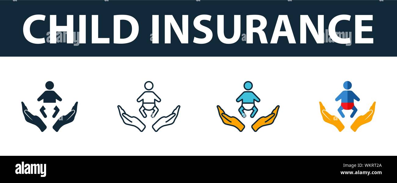 Child Insurance icon set. Four elements in diferent styles from ...