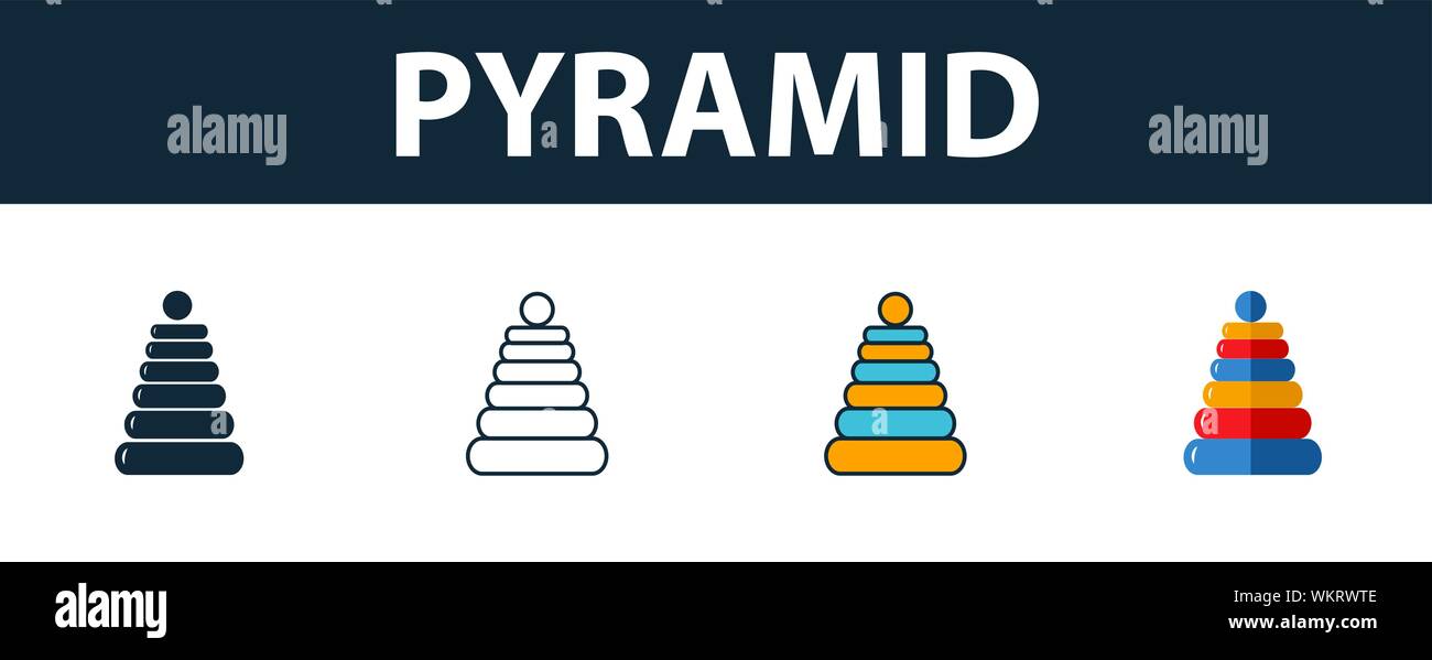 Baby Pyramid icon set. Four elements in diferent styles from baby ...