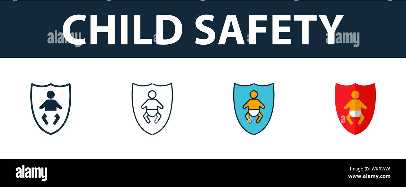 Child Safety icon set. Four elements in diferent styles from baby ...