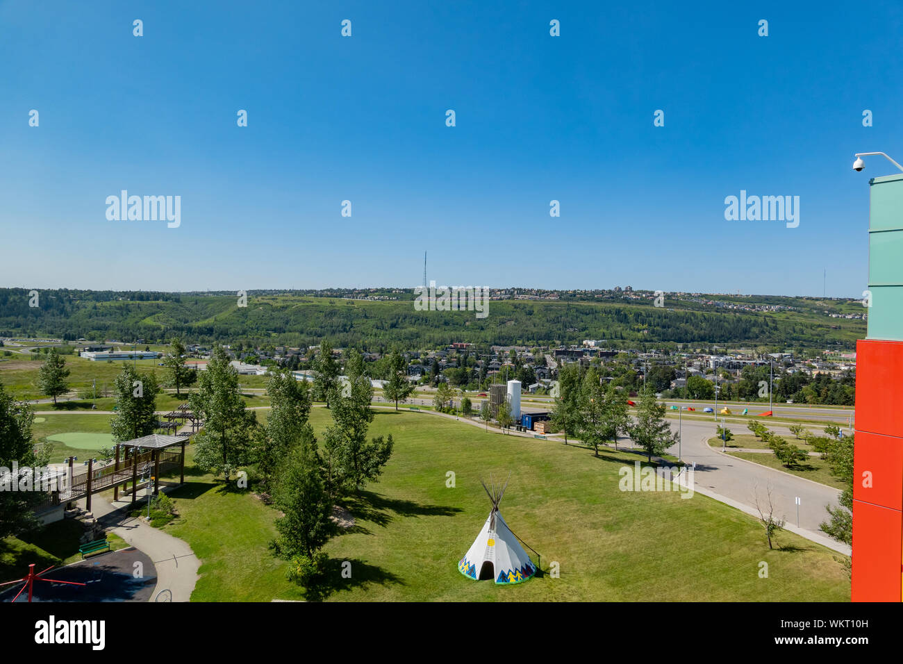 Tent, trees, garden of the Alberta Children's Hospital at Calgary ...