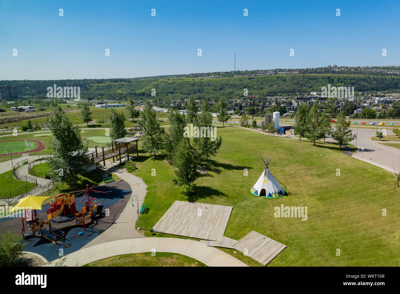 Tent, trees, garden of the Alberta Children's Hospital at Calgary ...