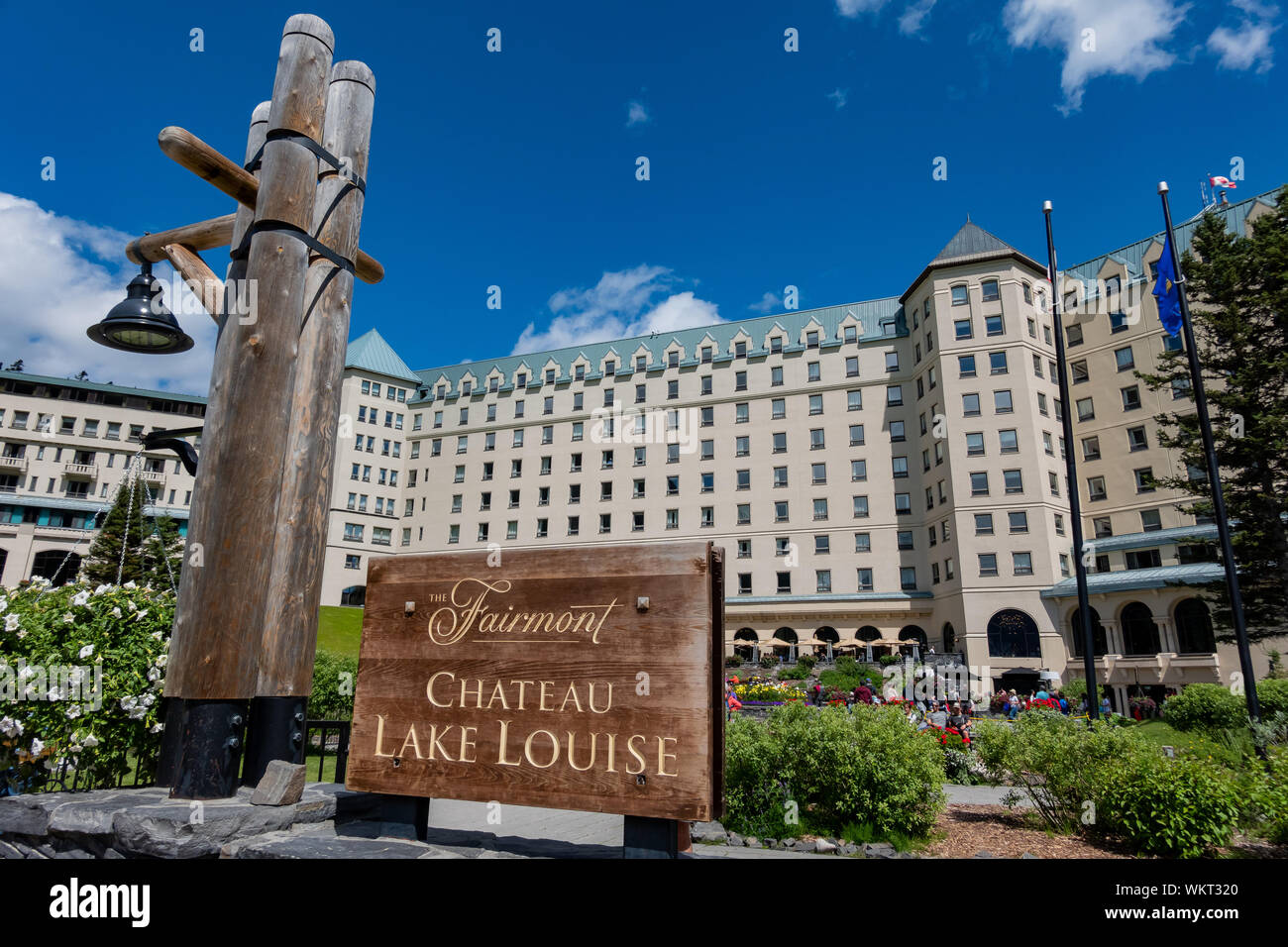 Banff, JUL 25: Exterior view of the famous Fairmont Chateau Lake Louise ...