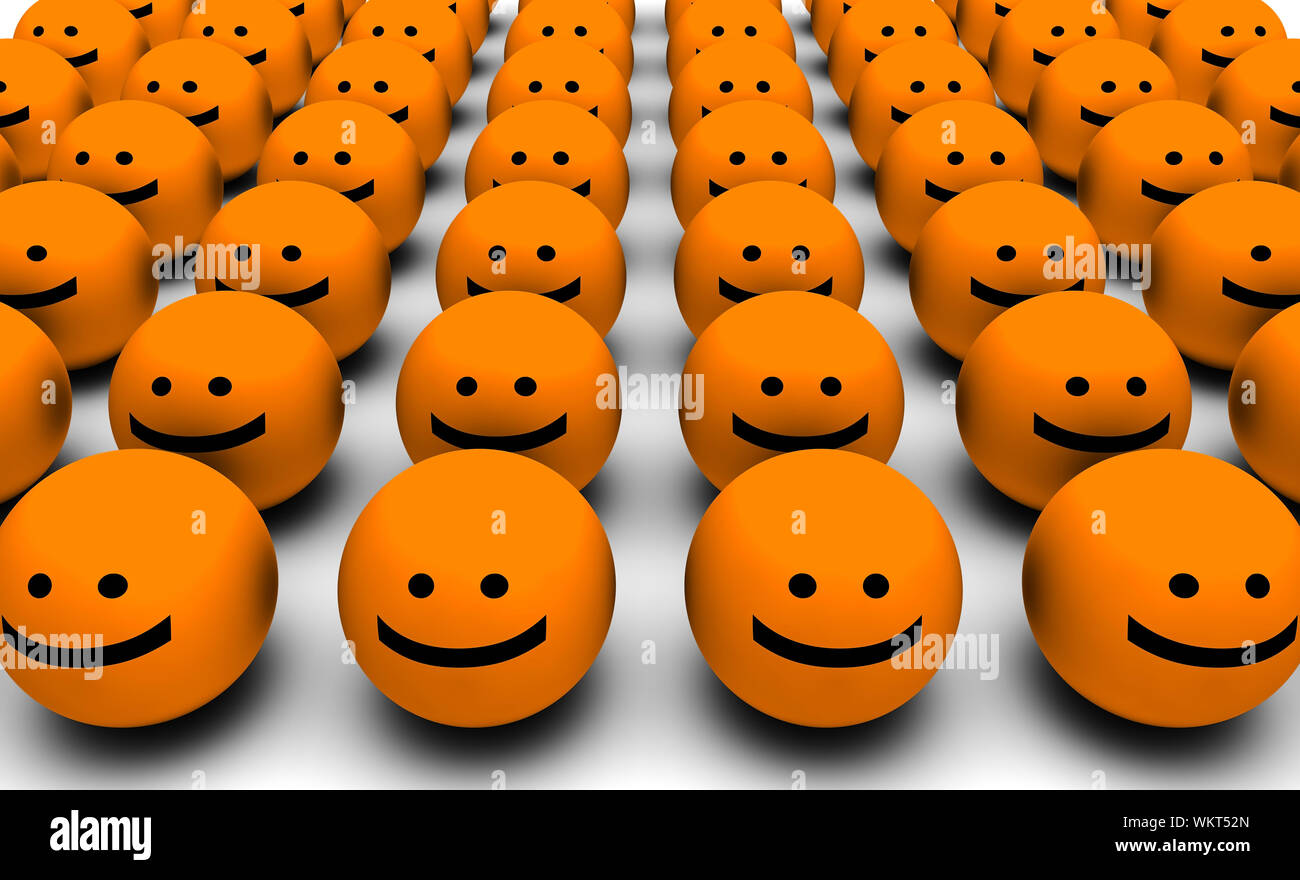3D Round Smiley Faces as Background Abstract Stock Photo - Alamy
