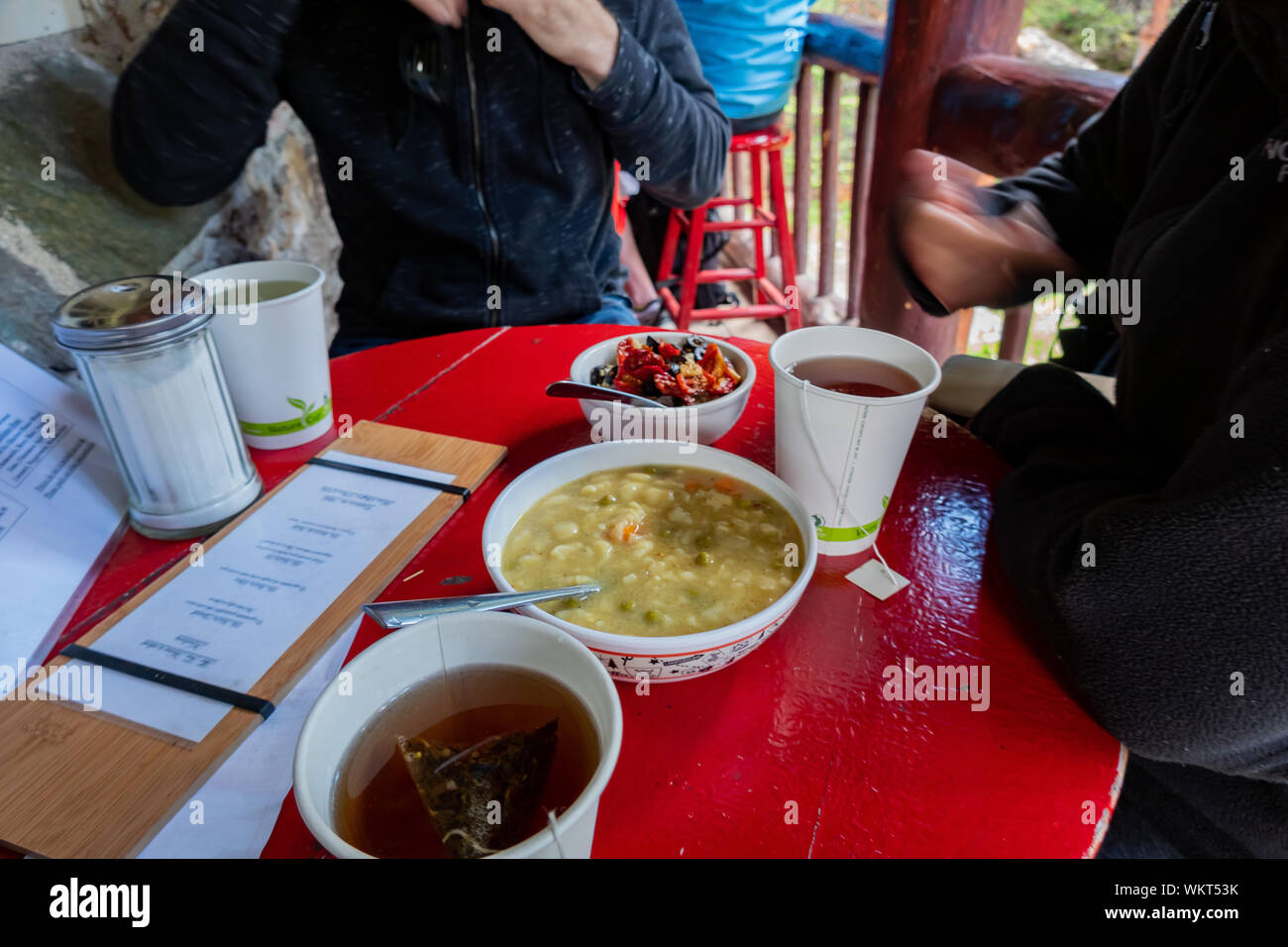 Banff, JUL 25: The beautiful Lake Agnes Tea House at Lake Louise, Banff ...