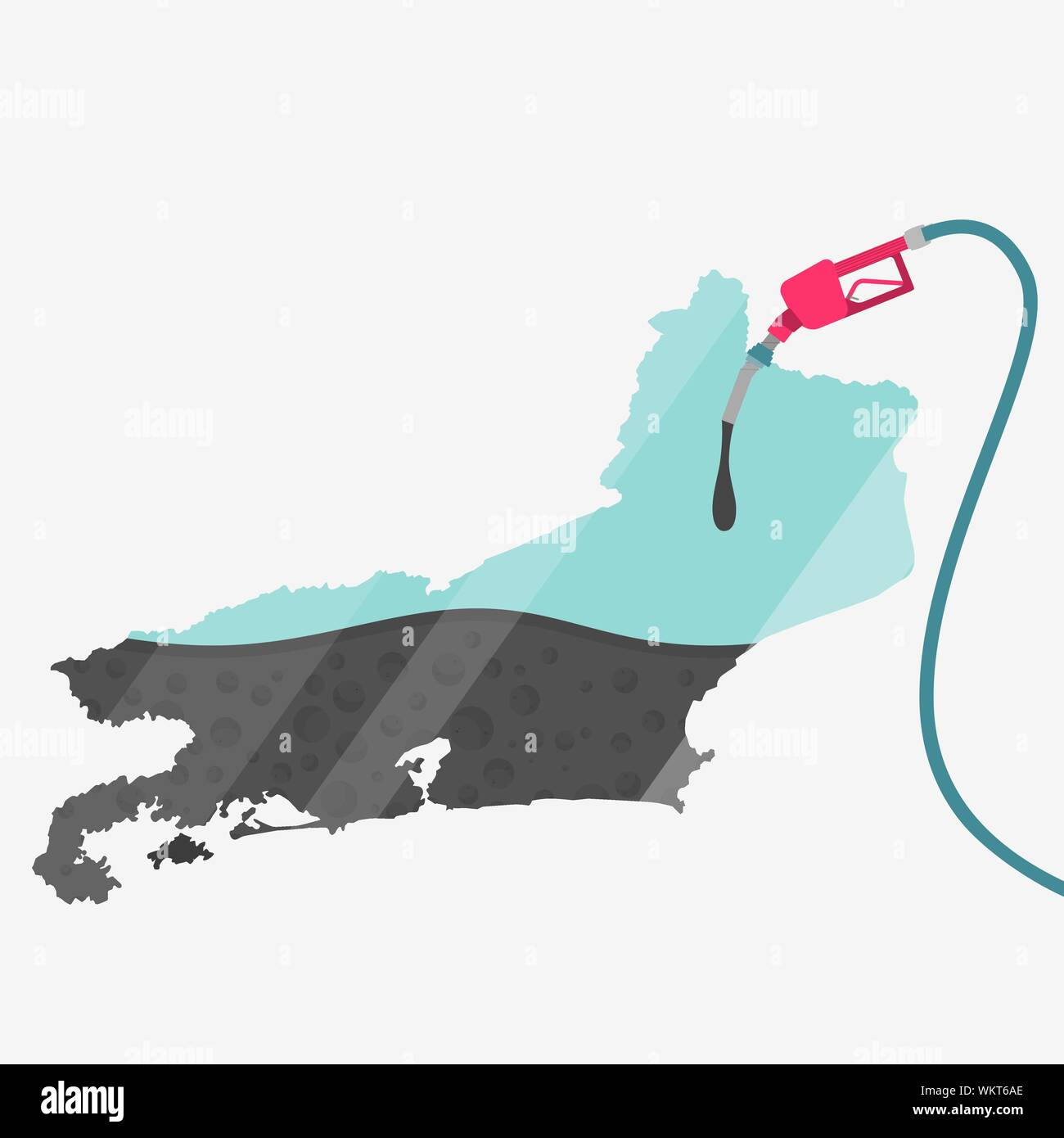 Map of Rio de Janeiro being fueled by oil. Gas pump fueled map. On the ...