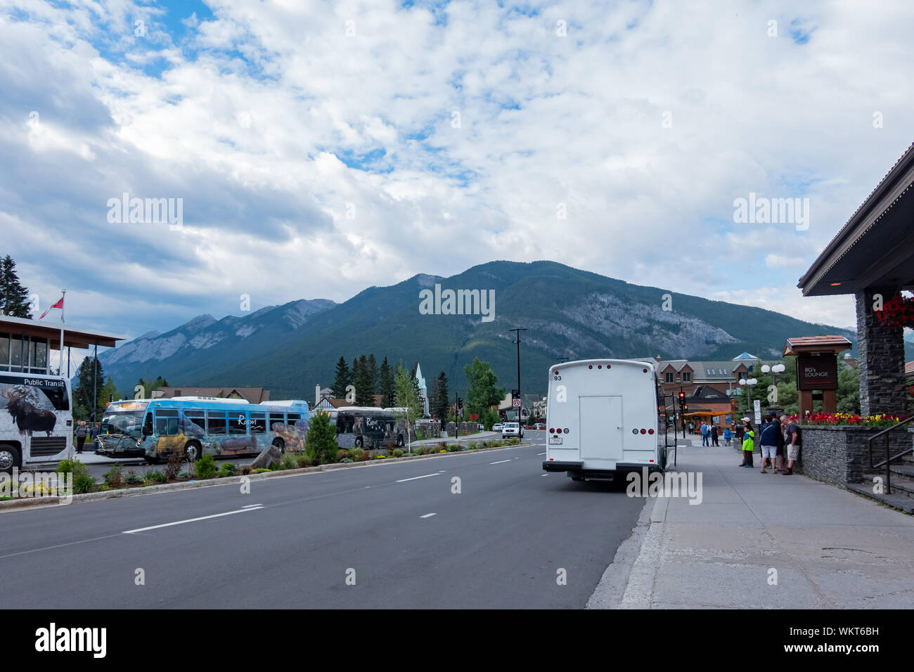 Banff, JUL 26: Afternoon of town center on JUL 26, 2019 at Banff ...
