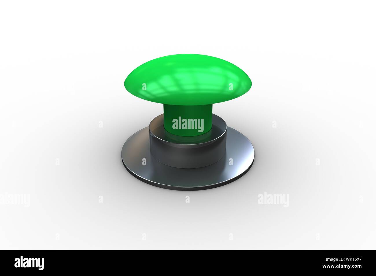 Digitally generated green push button on white background Stock Photo ...
