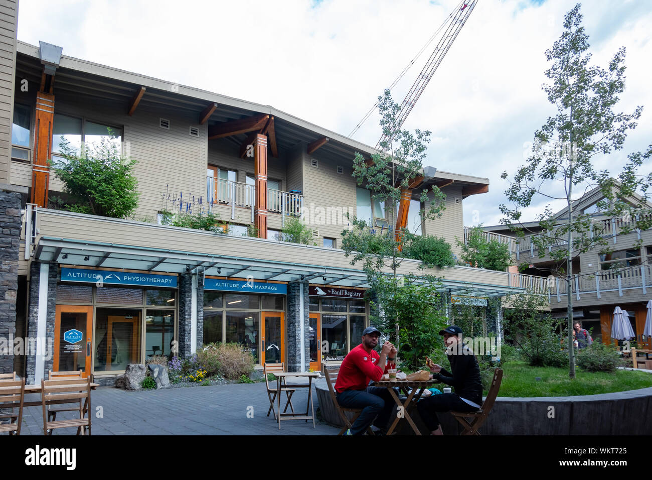 Banff, JUL 26: Afternoon of town center on JUL 26, 2019 at Banff ...