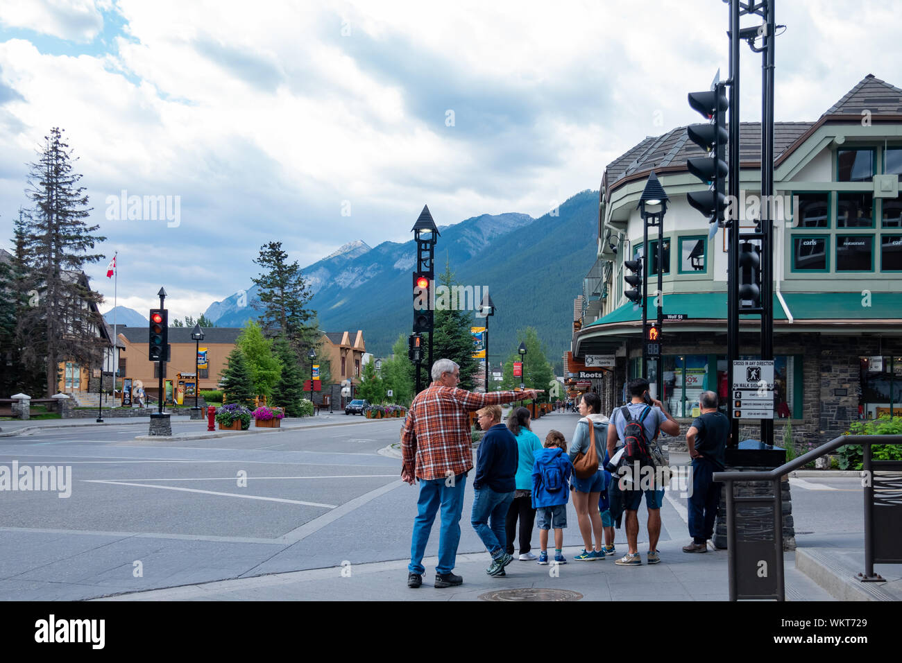 Banff, JUL 26: Afternoon of town center on JUL 26, 2019 at Banff ...