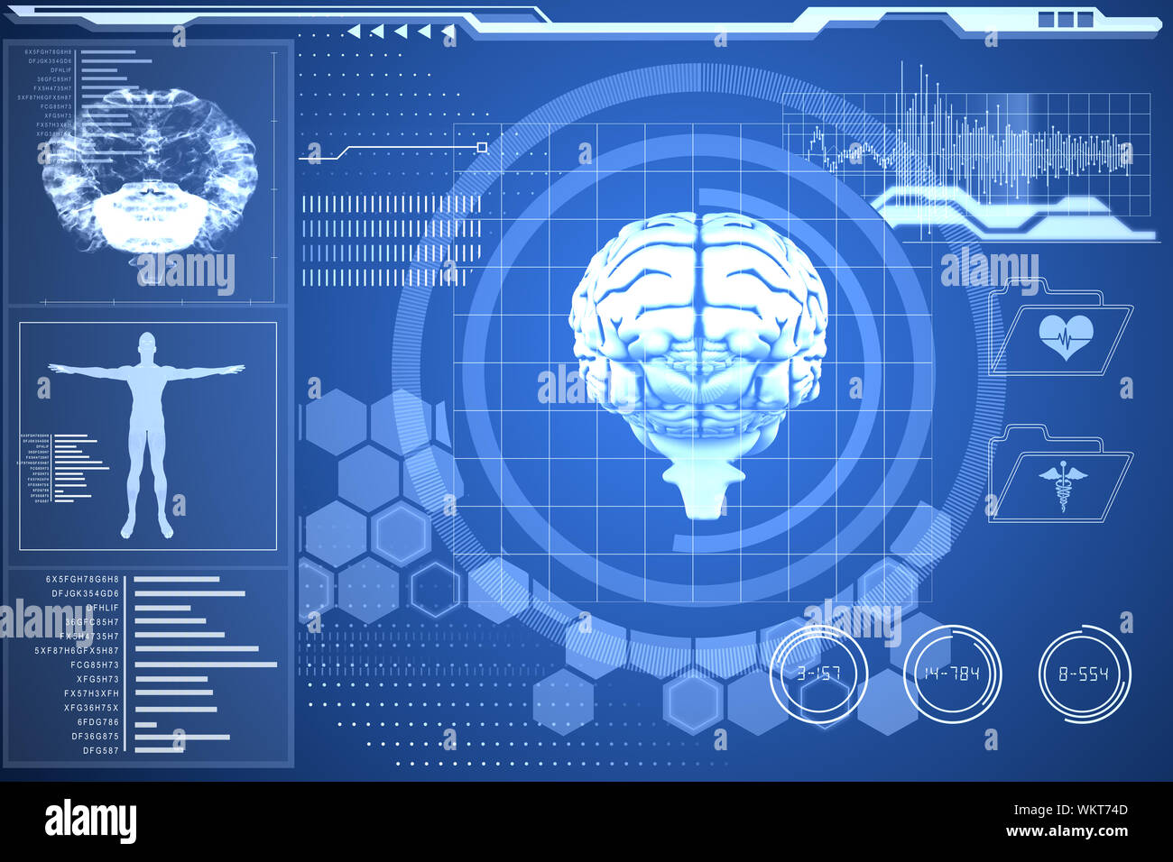 Digitally generated medical biology interface in blue Stock Photo - Alamy
