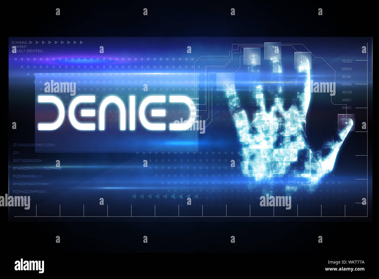 Digital security hand print scan in blue and black Stock Photo - Alamy