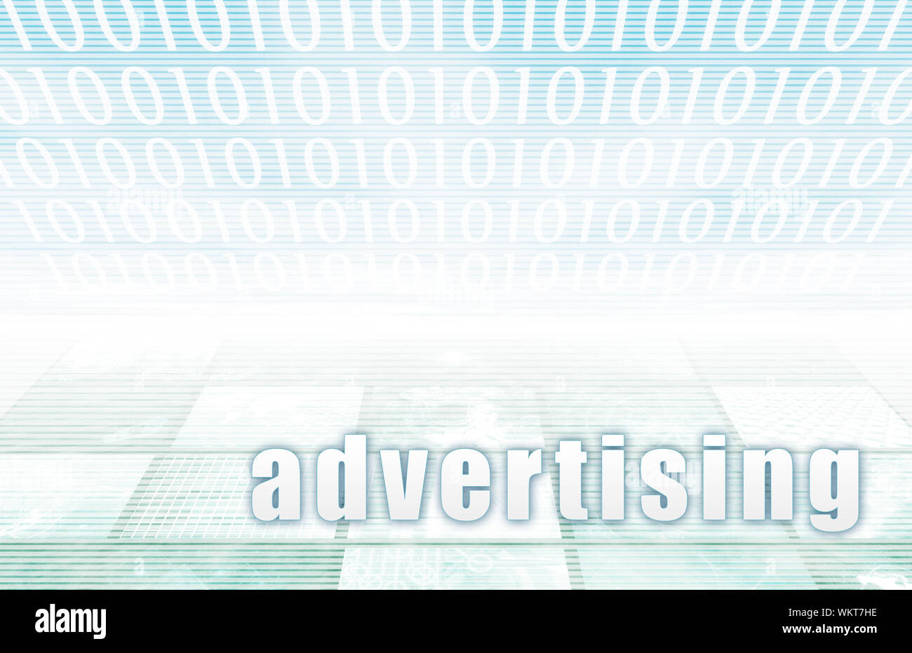 Advertising on a Clear Blue Tech Background Stock Photo - Alamy