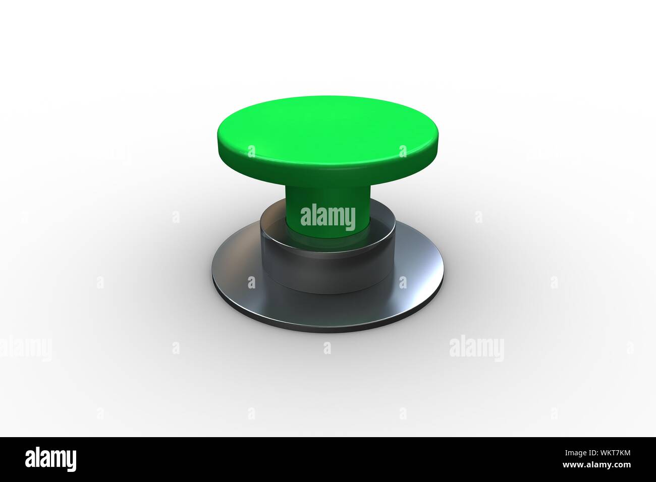 Digitally generated green push button on white background Stock Photo ...