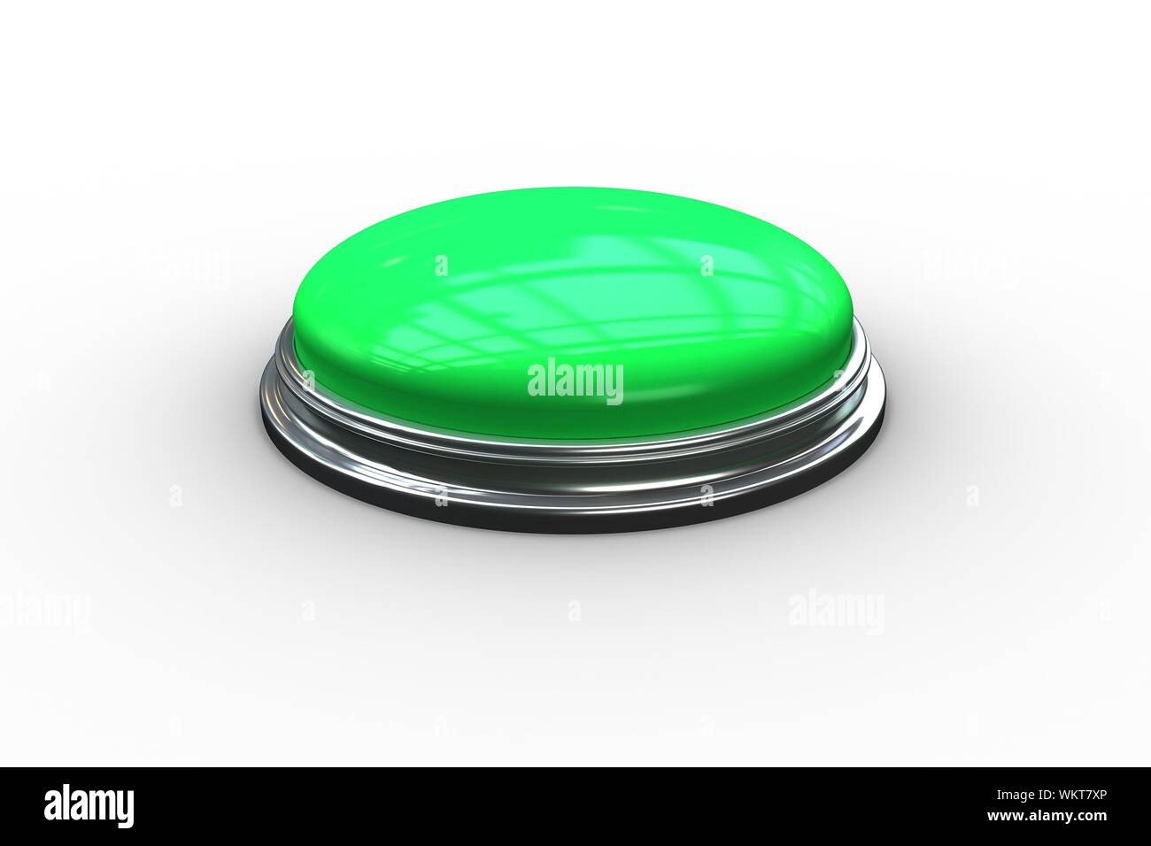 Digitally generated green push button on white background Stock Photo - Alamy