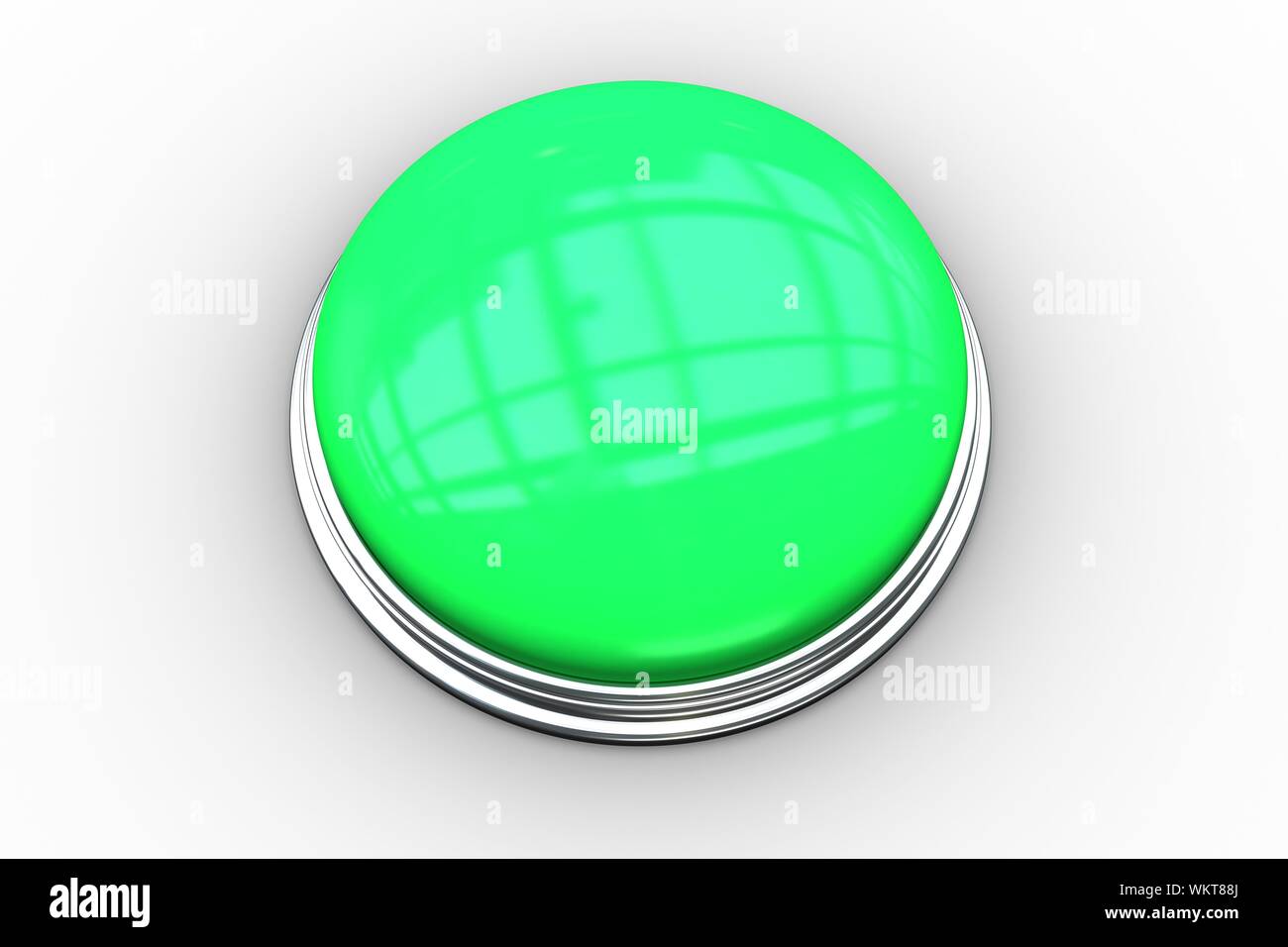 Digitally generated green push button on white background Stock Photo ...