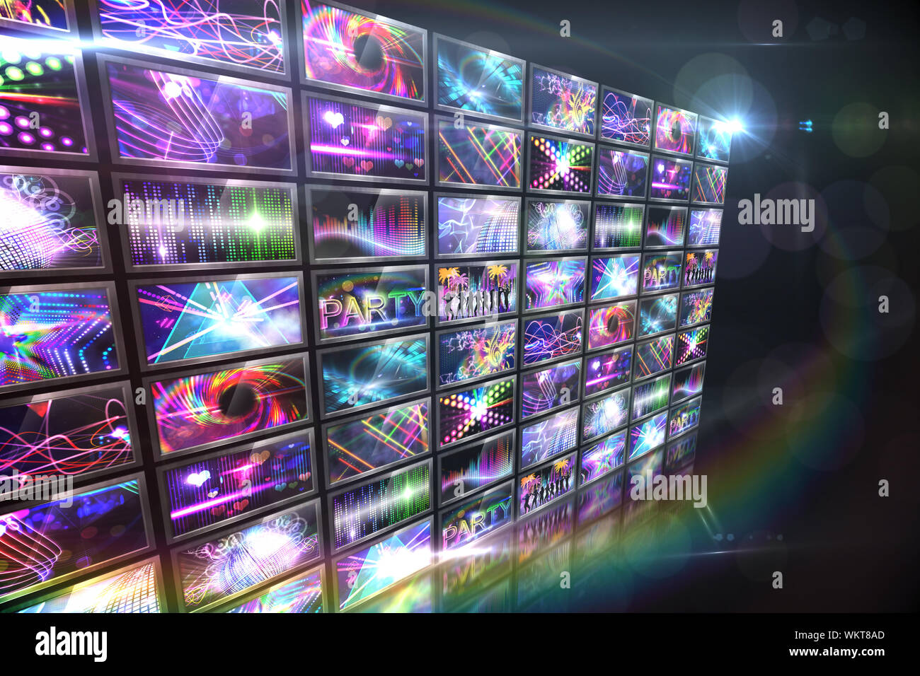 Digitally generated screen collage showing disco images Stock Photo - Alamy