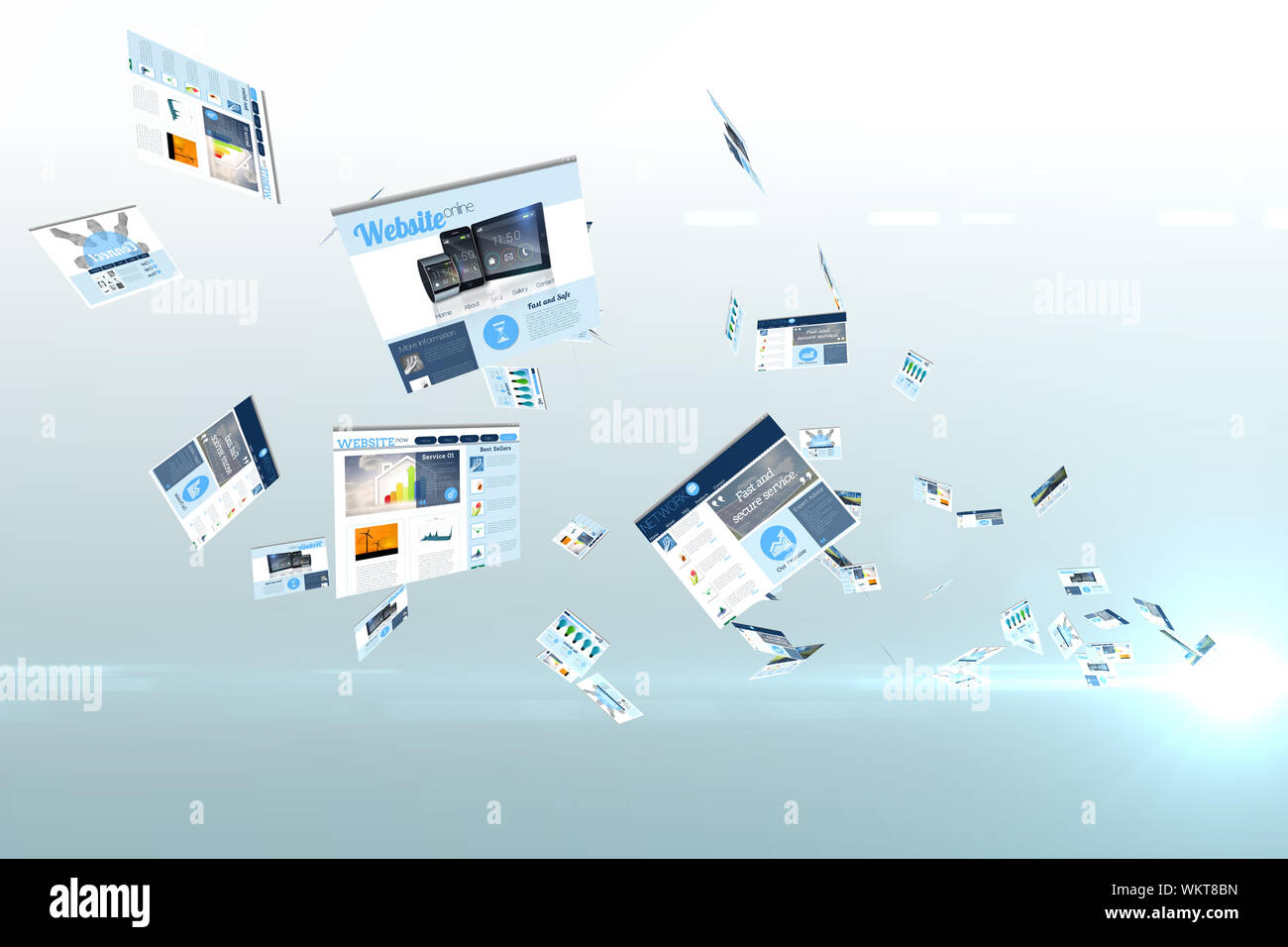 Digital composite of screen collage showing business advertisement ...