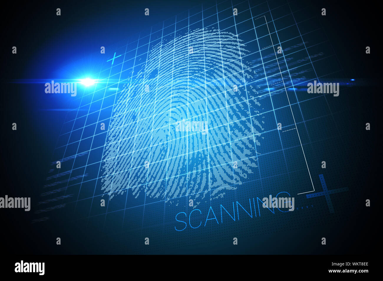 Digital security finger print scan in blue and black Stock Photo - Alamy