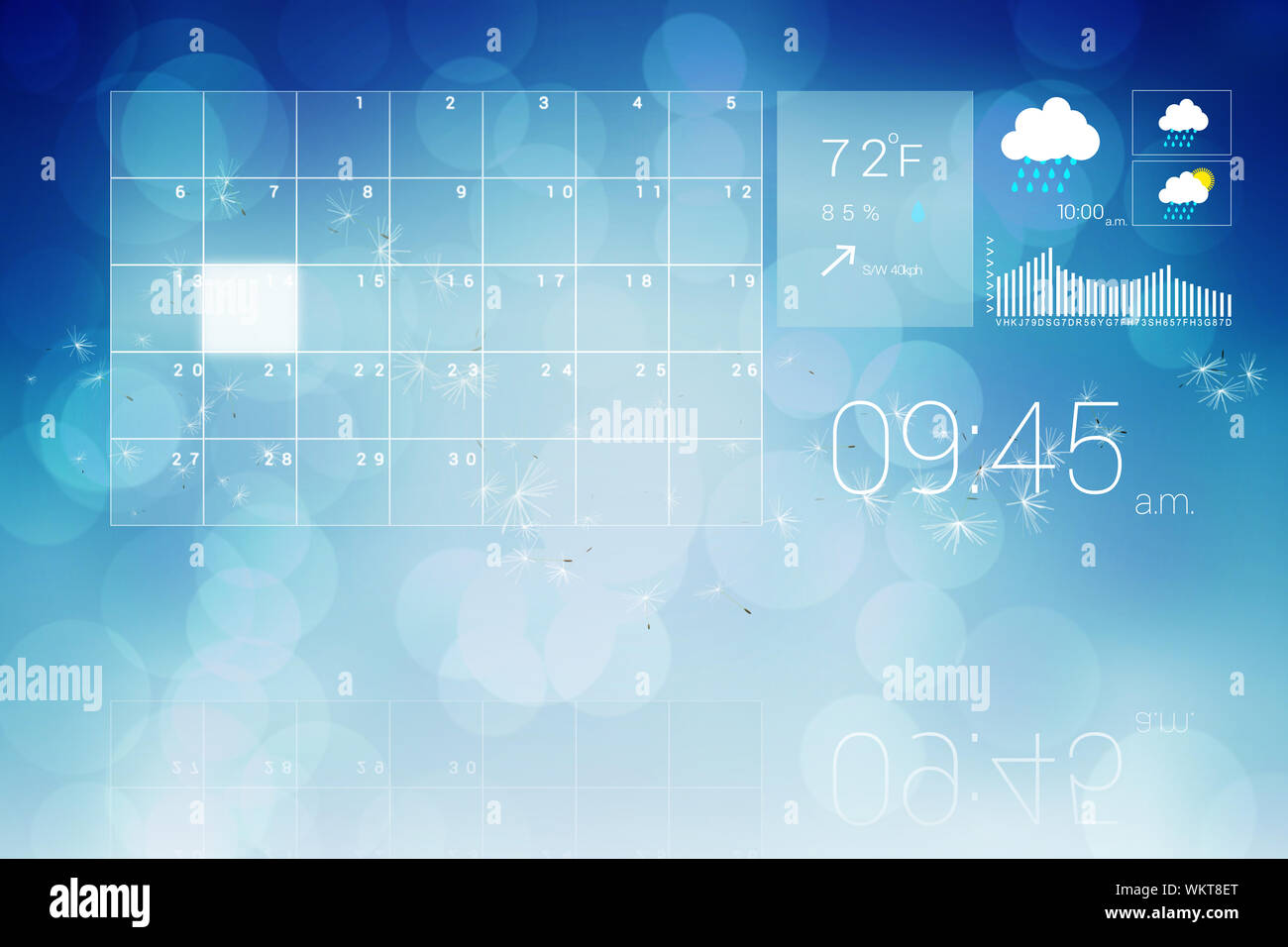 Digitally generated interface with time weather and calender Stock ...