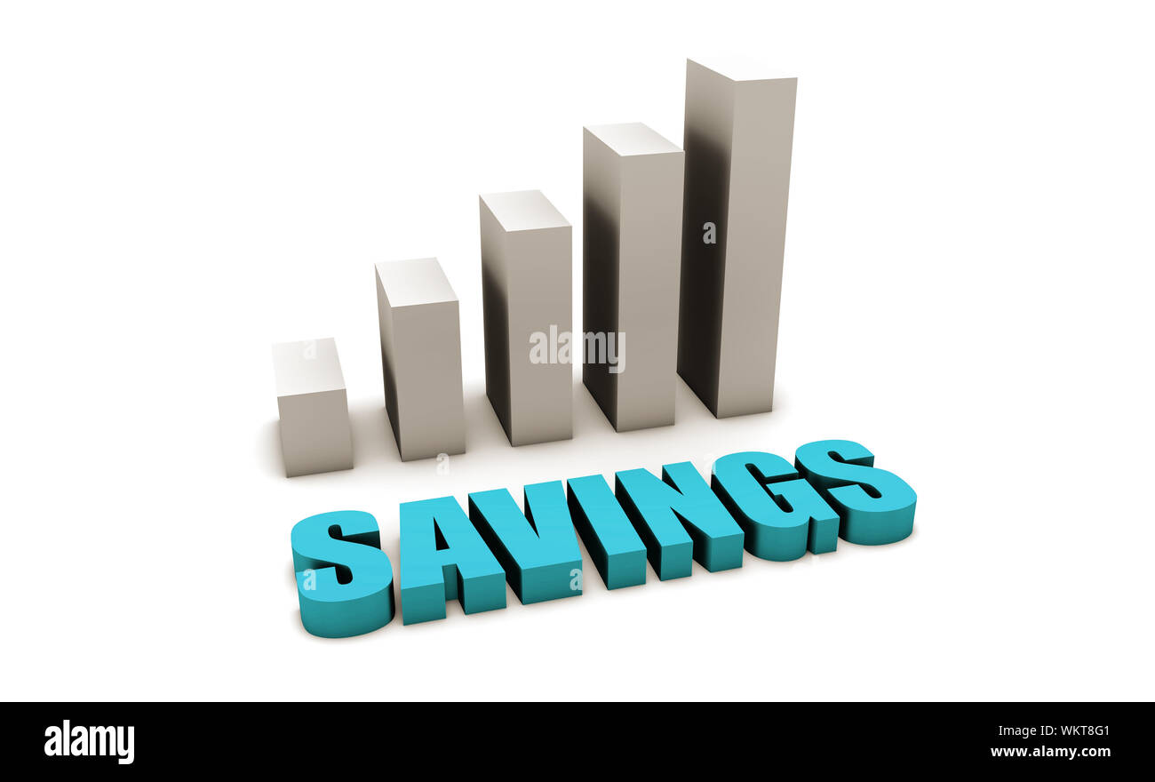 Blue Savings in 3d with Bar Graph Chart Stock Photo - Alamy