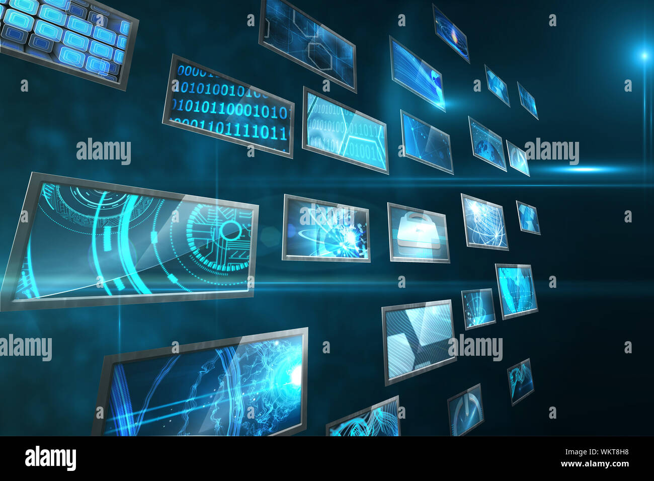 Digitally generated screen collage showing computing images Stock Photo ...