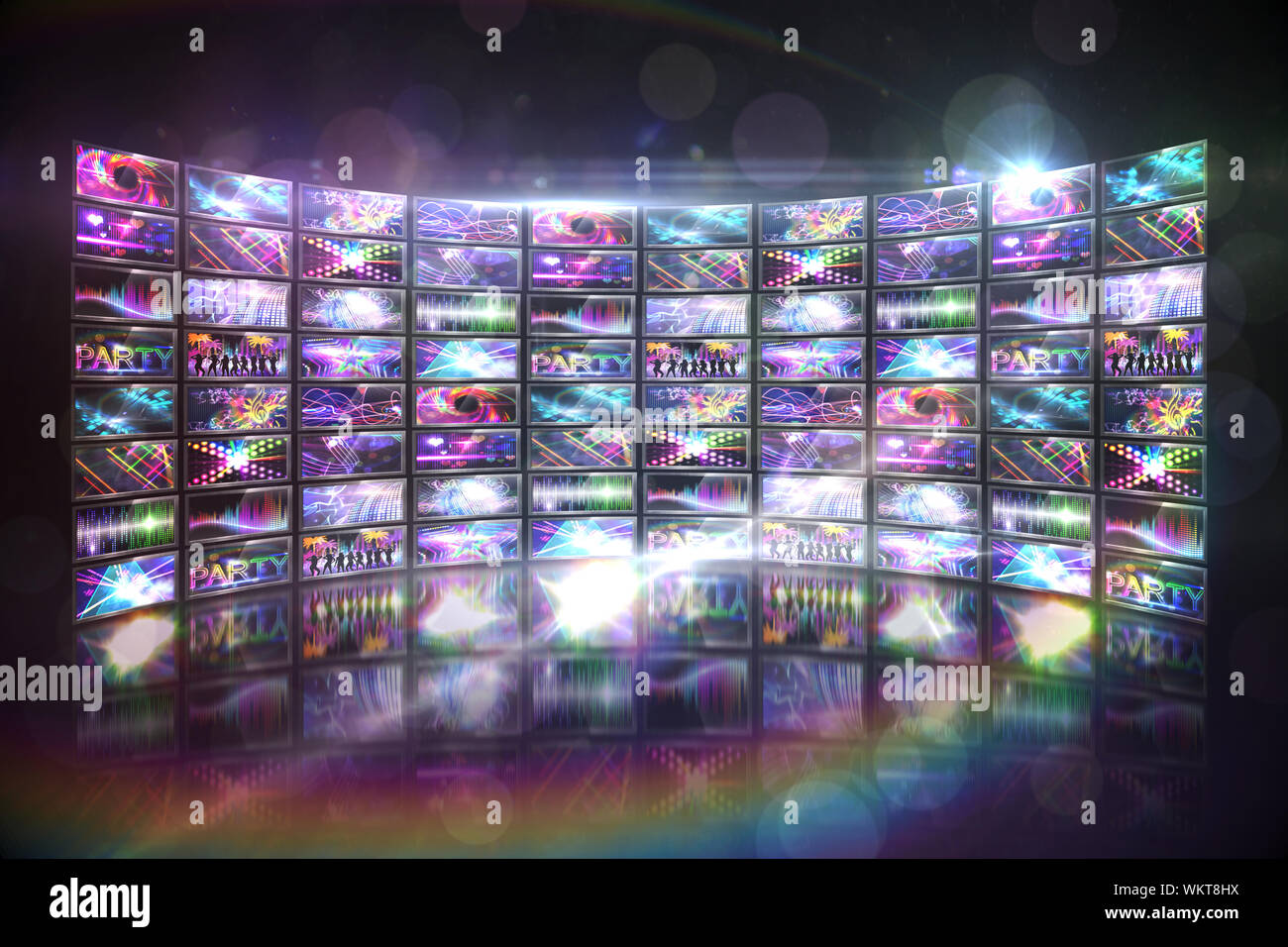 Digitally generated screen collage showing disco images Stock Photo - Alamy