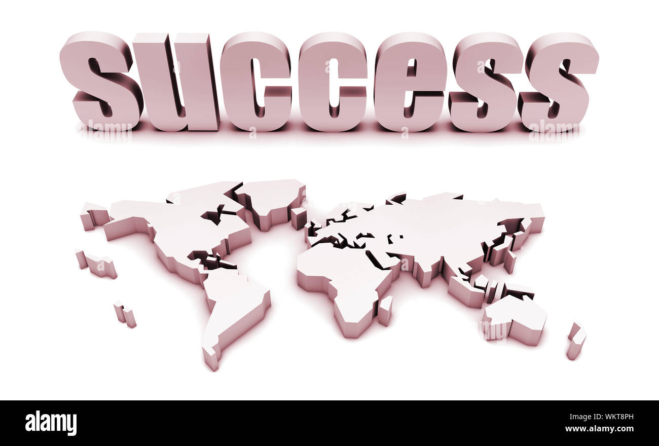 Global Success With 3d Text and International Map Stock Photo - Alamy