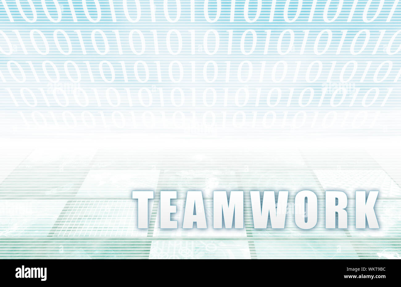 Teamwork on a Clear Blue Tech Background Stock Photo - Alamy