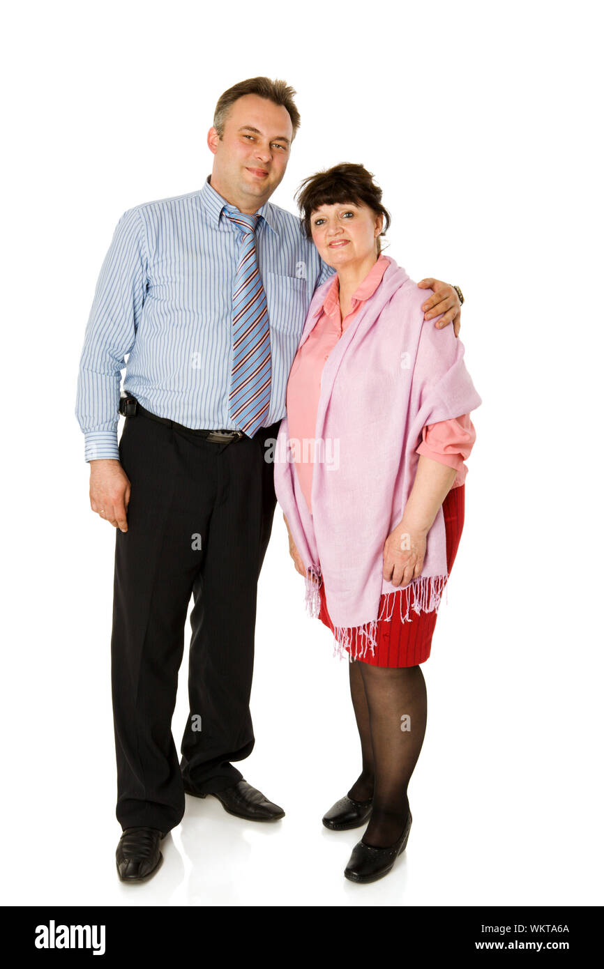 Man with mother standing together isolated on white Stock Photo - Alamy
