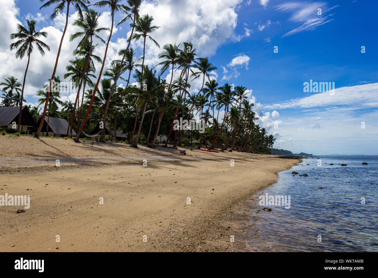Beach on the tropical island clear blue water. Dravuni Island, Fiji ...