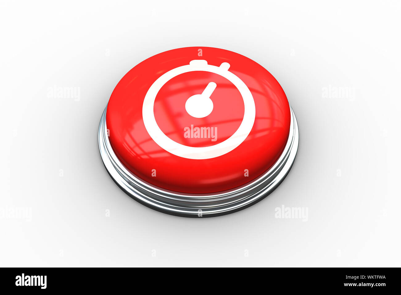 Composite image of stopwatch on digitally generated red push button ...