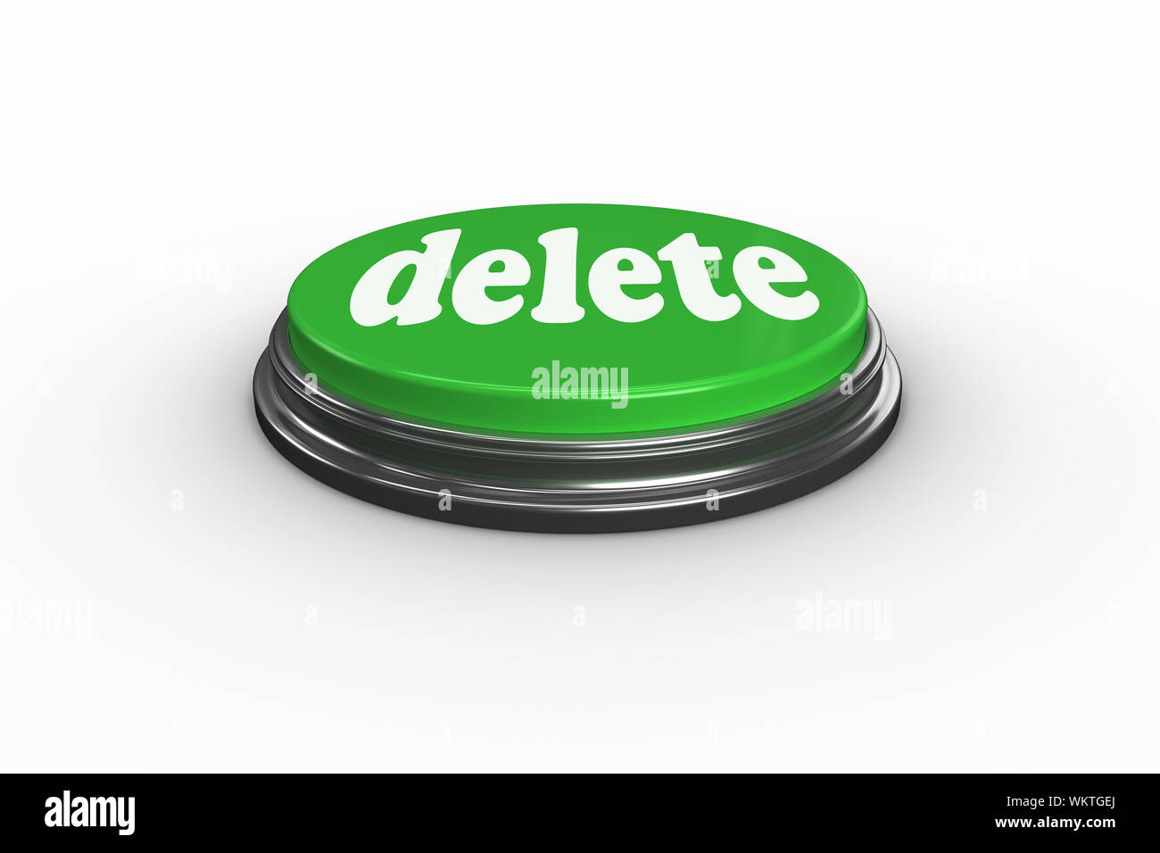 The word delete on digitally generated green push button Stock Photo ...